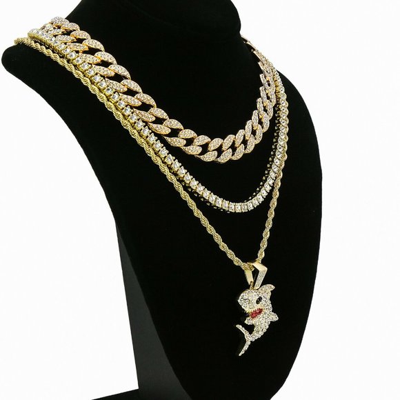 Accessories | 14k Gold Shark Chain Pendant 2 Extra Chains | Poshmark